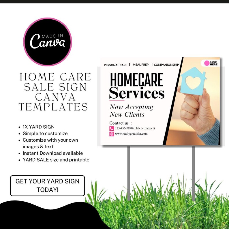 Home Care Service Yard Sign / DIY Home Care Service Yard Sign Sale ...