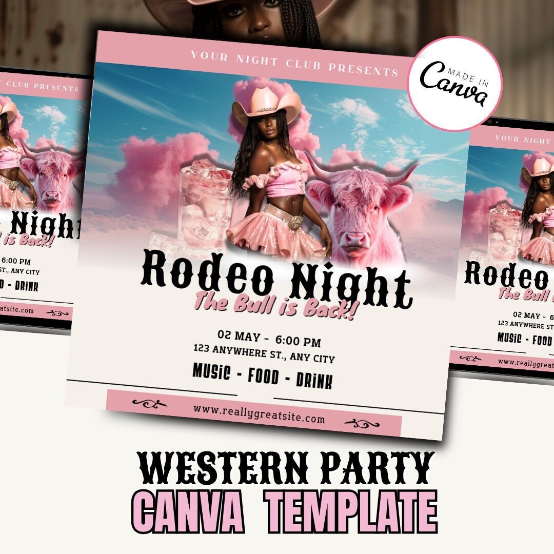 Western Night Party Flyer Template, Party Flyer, Club Flyer, Canva ...