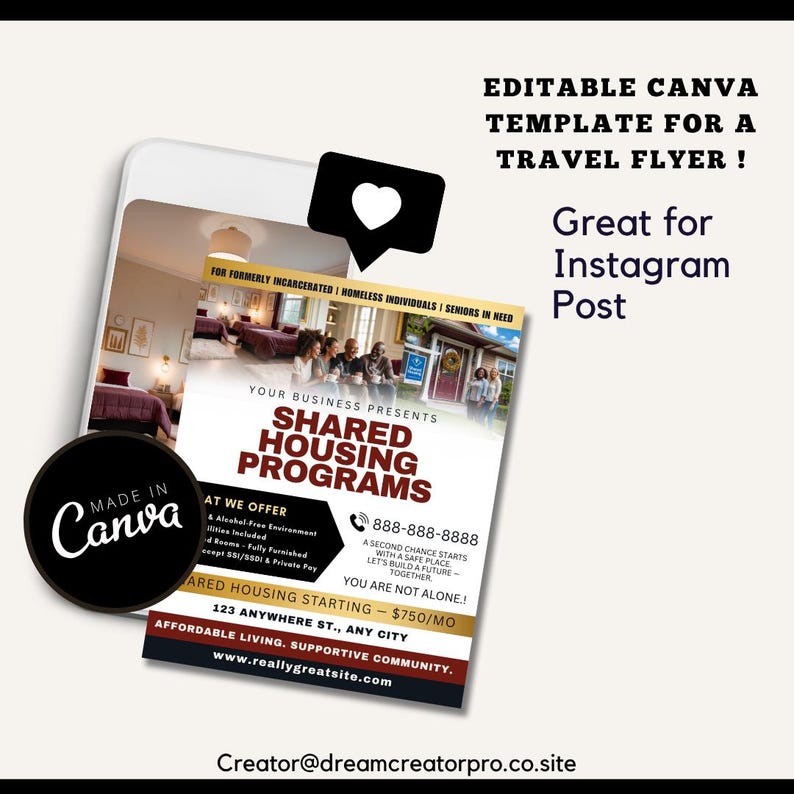 Shared Housing Flyer Template | Affordable Living Canva Flyer ...