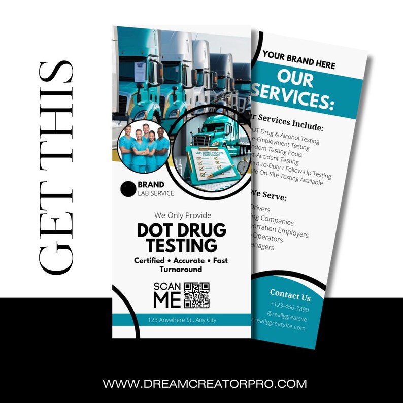 DOT Testing Canva Template Bundle | Turquoise Gold Drug Testing Kit ...