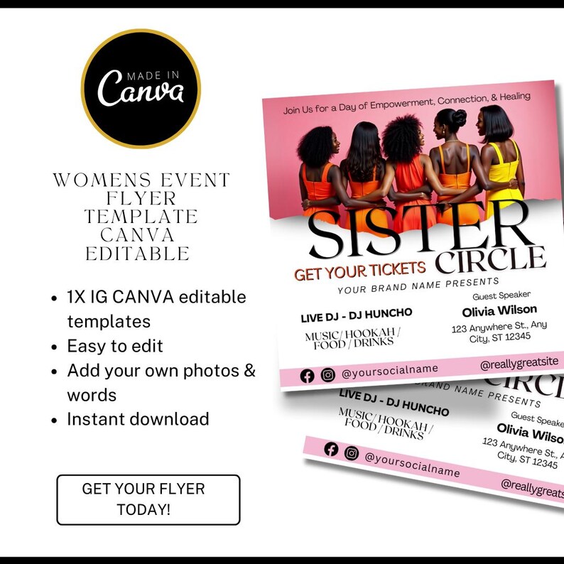 Women Sister Circle Event Flyer Template / Conference Flyer / Digital ...