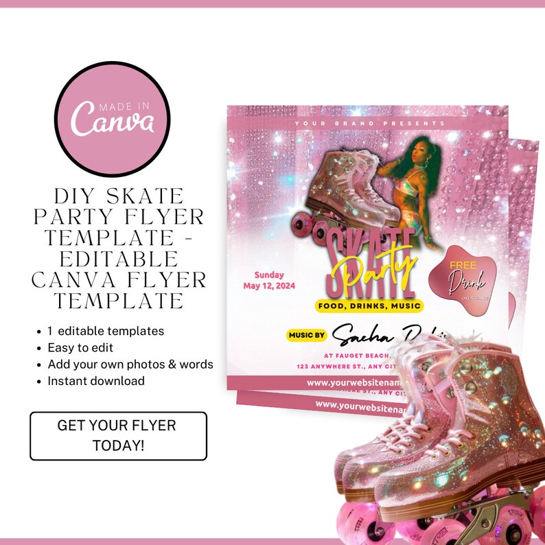 Skate Party Flyer Template / Party Flyer / Club Flyer / Canva Flyer ...