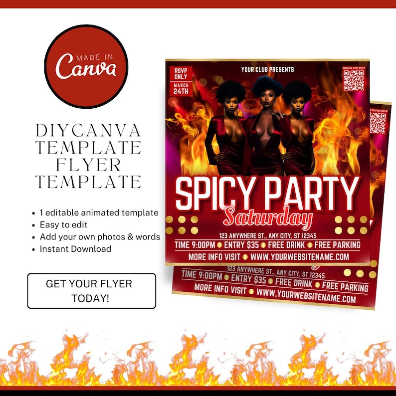 Blazing Nights - Animated Fire Theme Club Flyer Template, Party Flyer ...