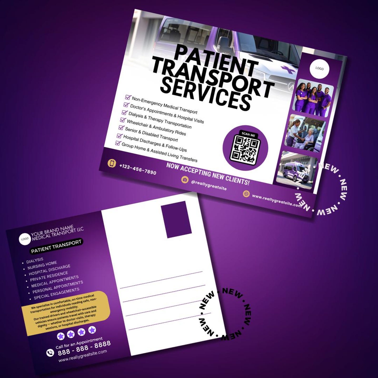 Patient Transport Postcard Service Flyer / DIY Mobile Patient Transport ...