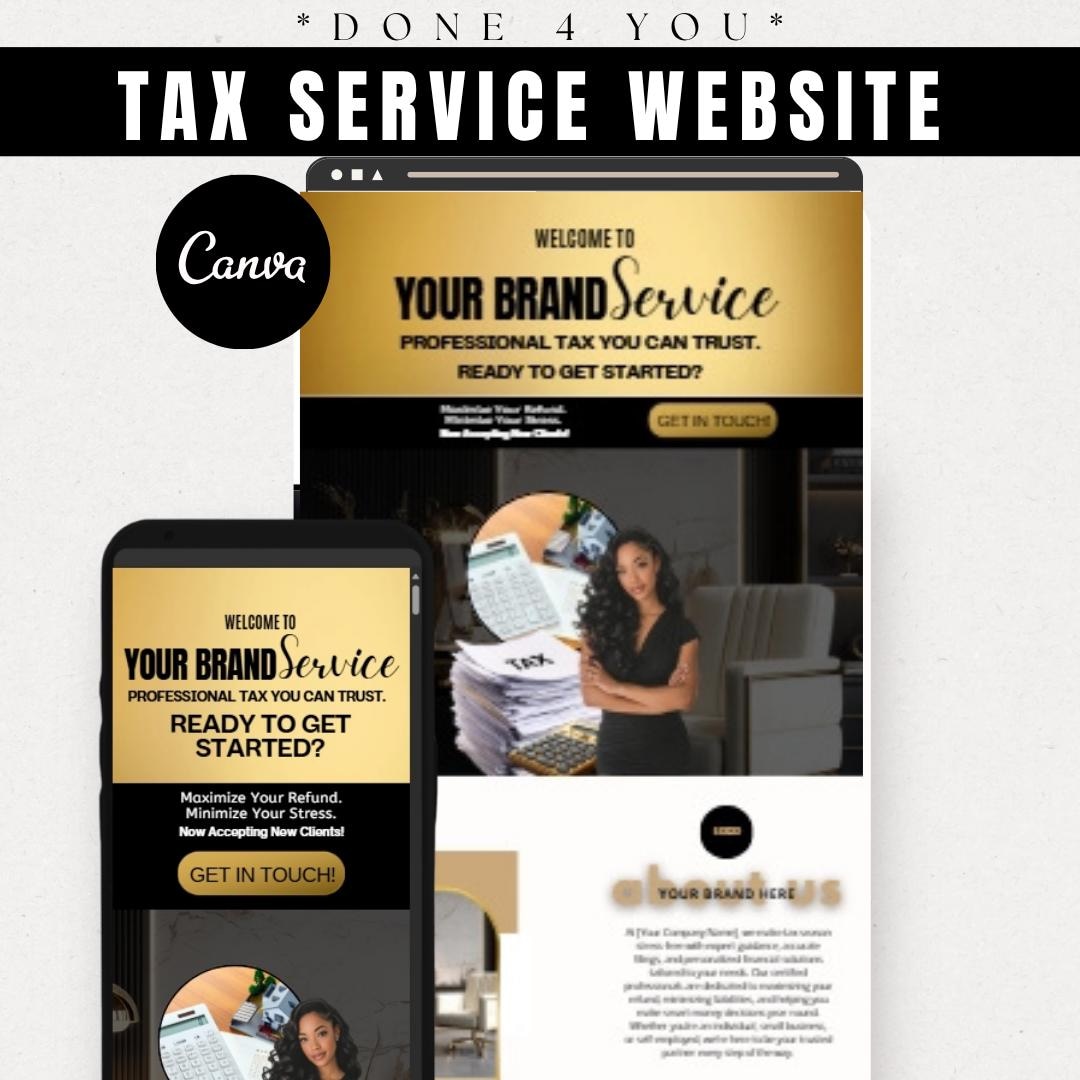 Tax Service Website Canva Template | Editable Tax Prep Website Kit ...