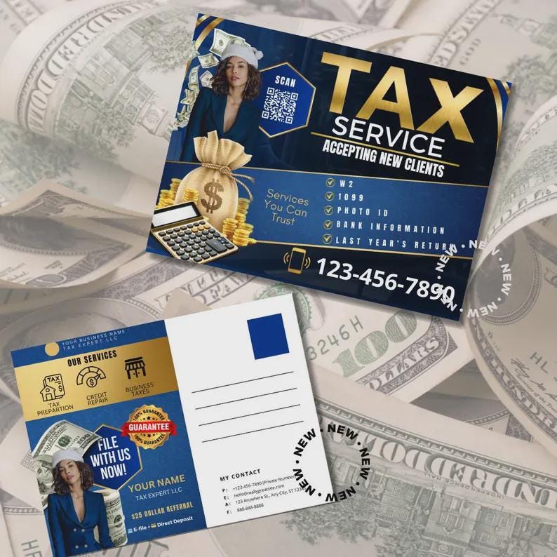 Tax Postcard Bundle | 12 Canva Templates | Printable Tax Service ...