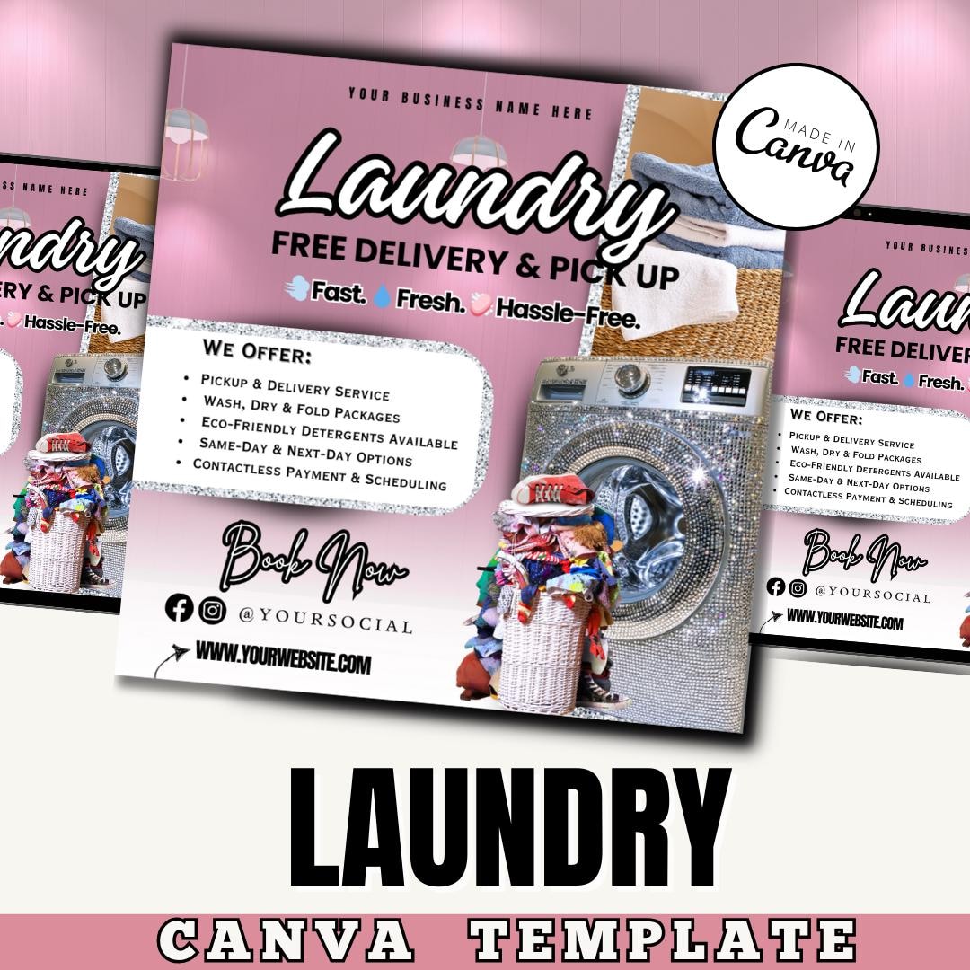 Mobile Laundry Flyer Template | Instagram Canva Flyer | Laundry Service ...