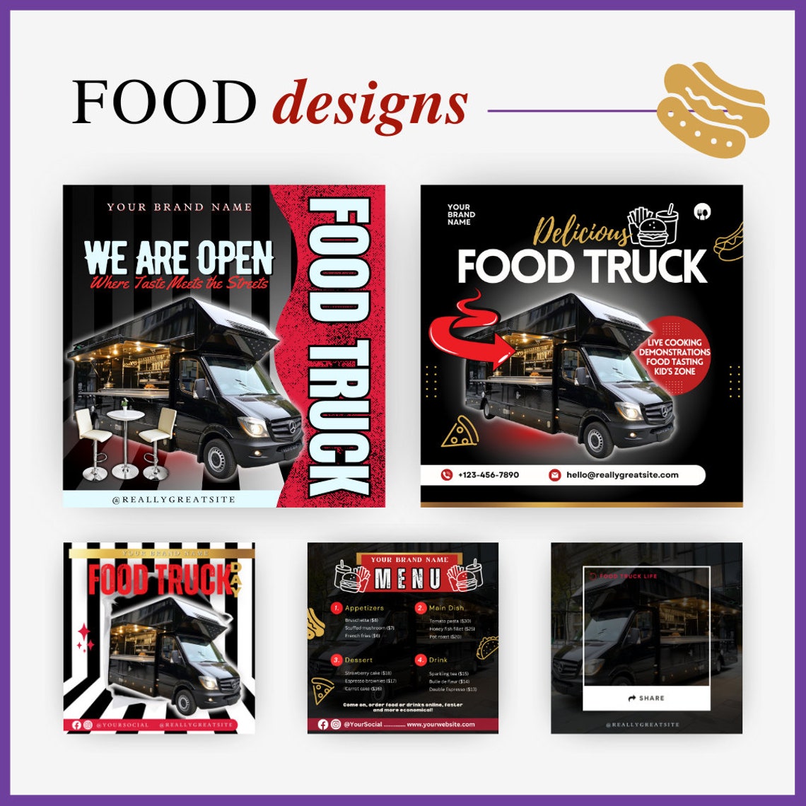FOOD Menu Template / Food Truck Menu Template / Food Menu / Canva ...
