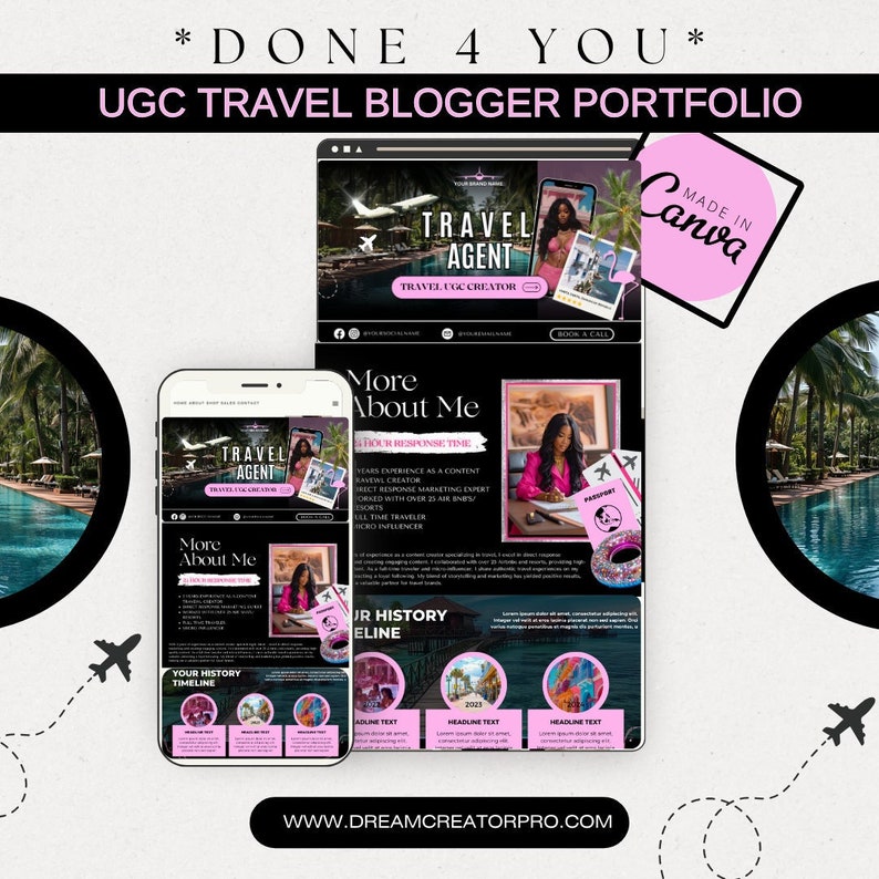 TRAVEL Agent Portfolio Website Template / Travel Agent Canva / Travel ...