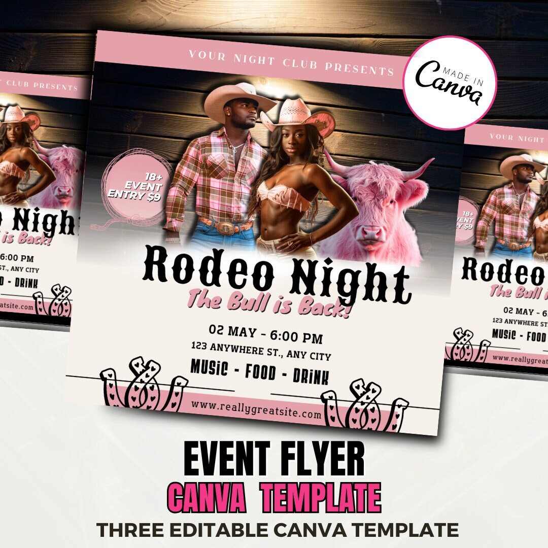 Western Night Party Flyer Template, Party Flyer, Club Flyer, Canva ...