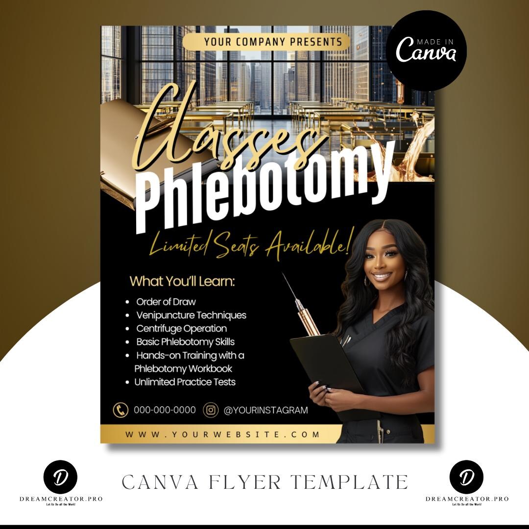 Phlebotomy Service Class Flyer Template / DIY Medical Service Flyer ...