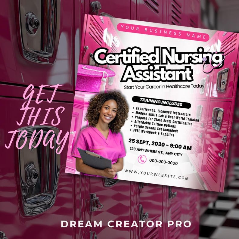 Nursing Assistant Class Flyer Template | CNA Training Canva IG Post ...
