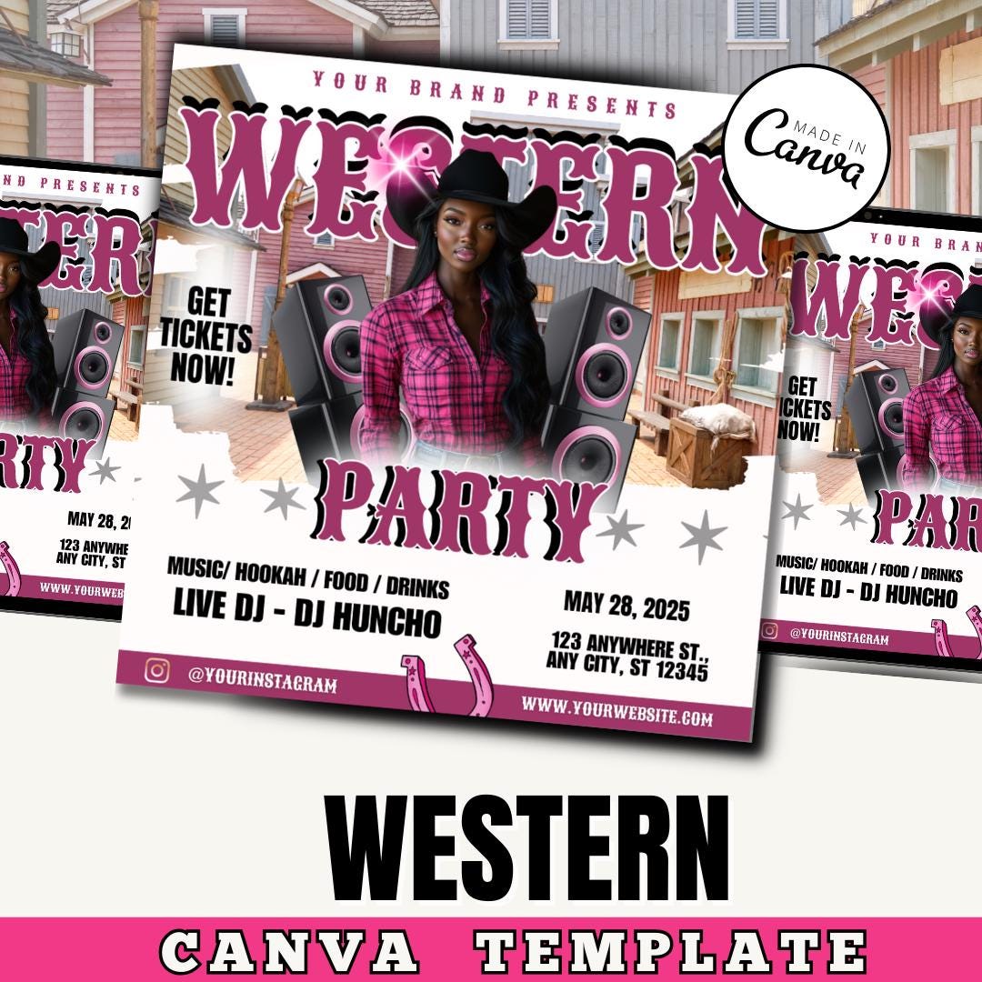 Western Night Party Flyer Template, Party Flyer, Club Flyer, Canva ...