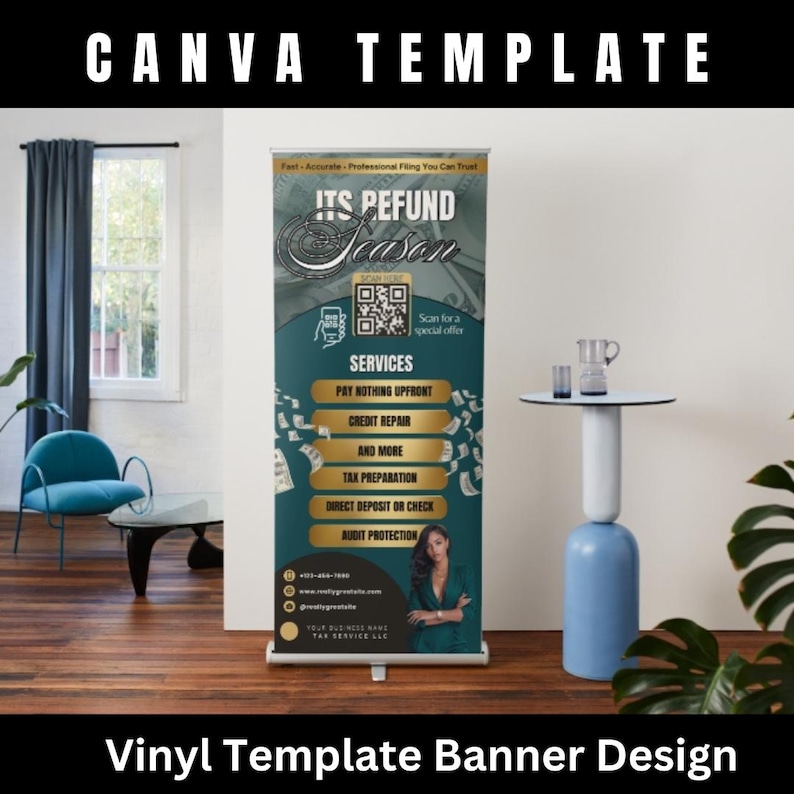 Tax Services Retractable Banner Template | Tax Prep & Refund Advance ...