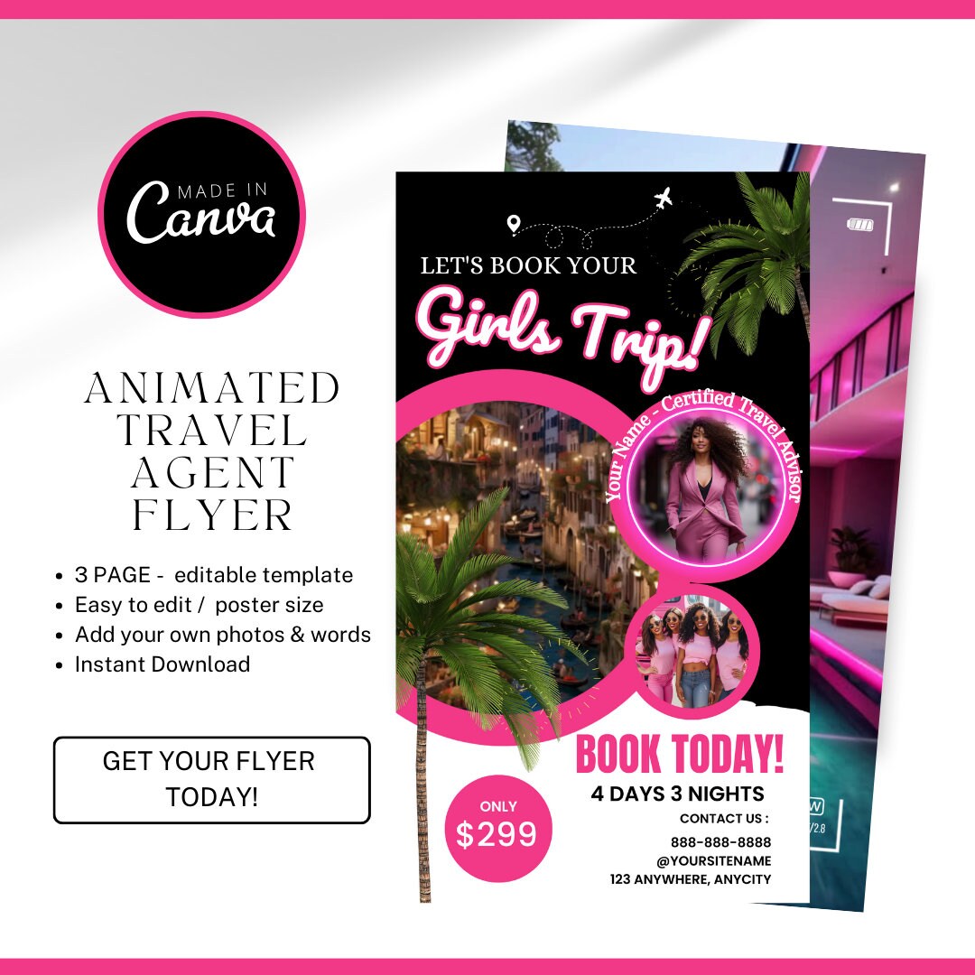 Girls Trip Travel Agent Flyers / DIY Travel Agent Flyer / IG Travel ...