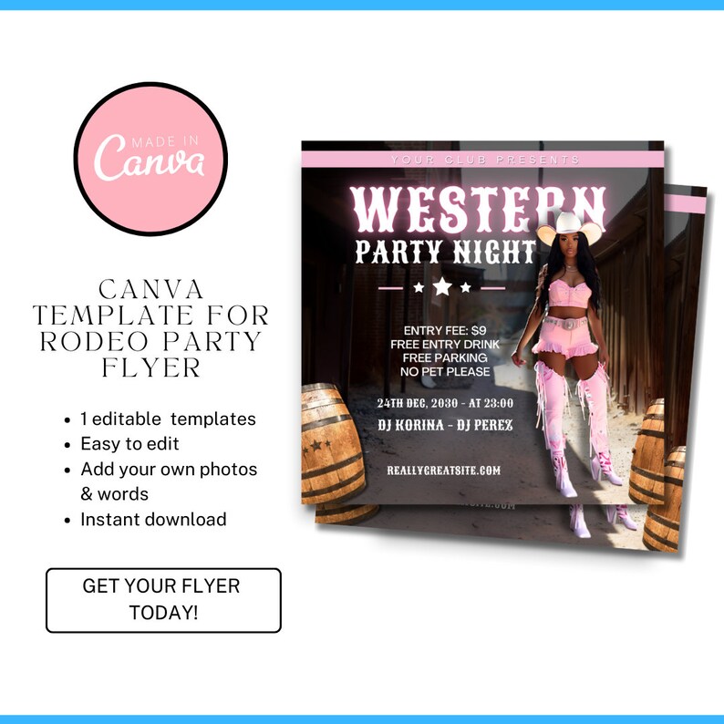 Rodeo Western Night Party Flyer Template, Party Flyer, Club Flyer ...