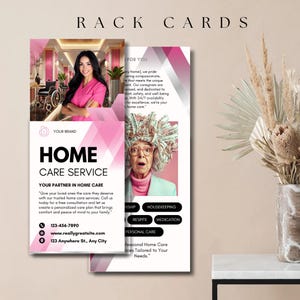 Home Care Service Rack Card / DIY Home Care Service Flyer/ Pink Home ...