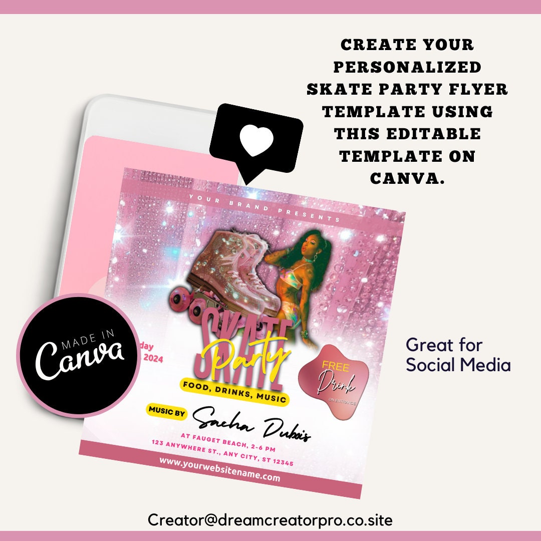 Skate Party Flyer Template / Party Flyer / Club Flyer / Canva Flyer ...
