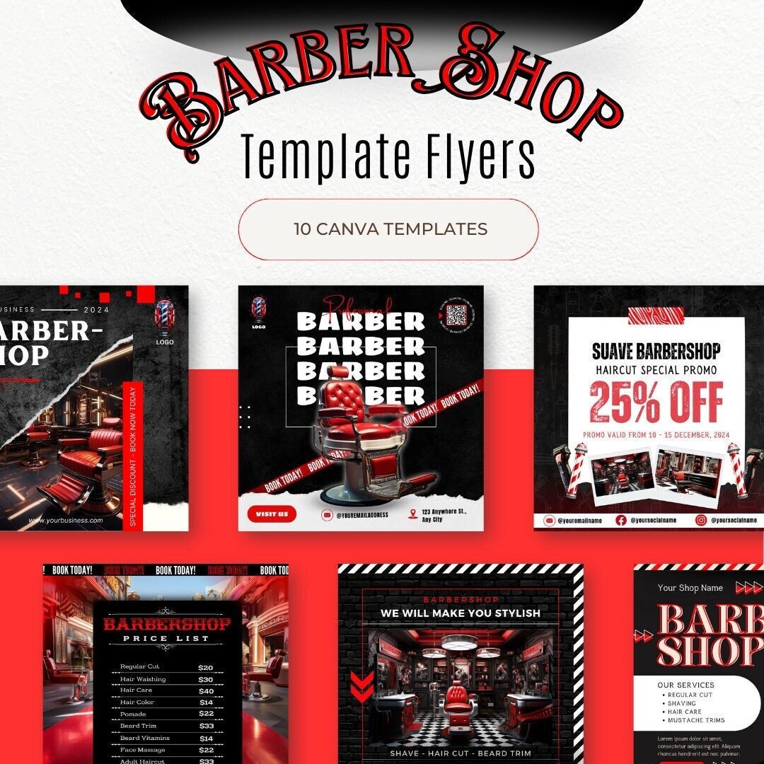 Barber Shop / Business Flyer / Book Now Flyer / Barber Shop Template / Canva Template 2024 / Ig ...