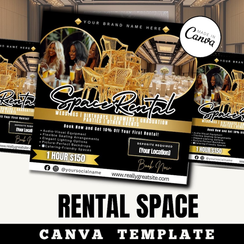 Event Space Rentals Flyer Template / Event Hosting / Digital Flyer ...