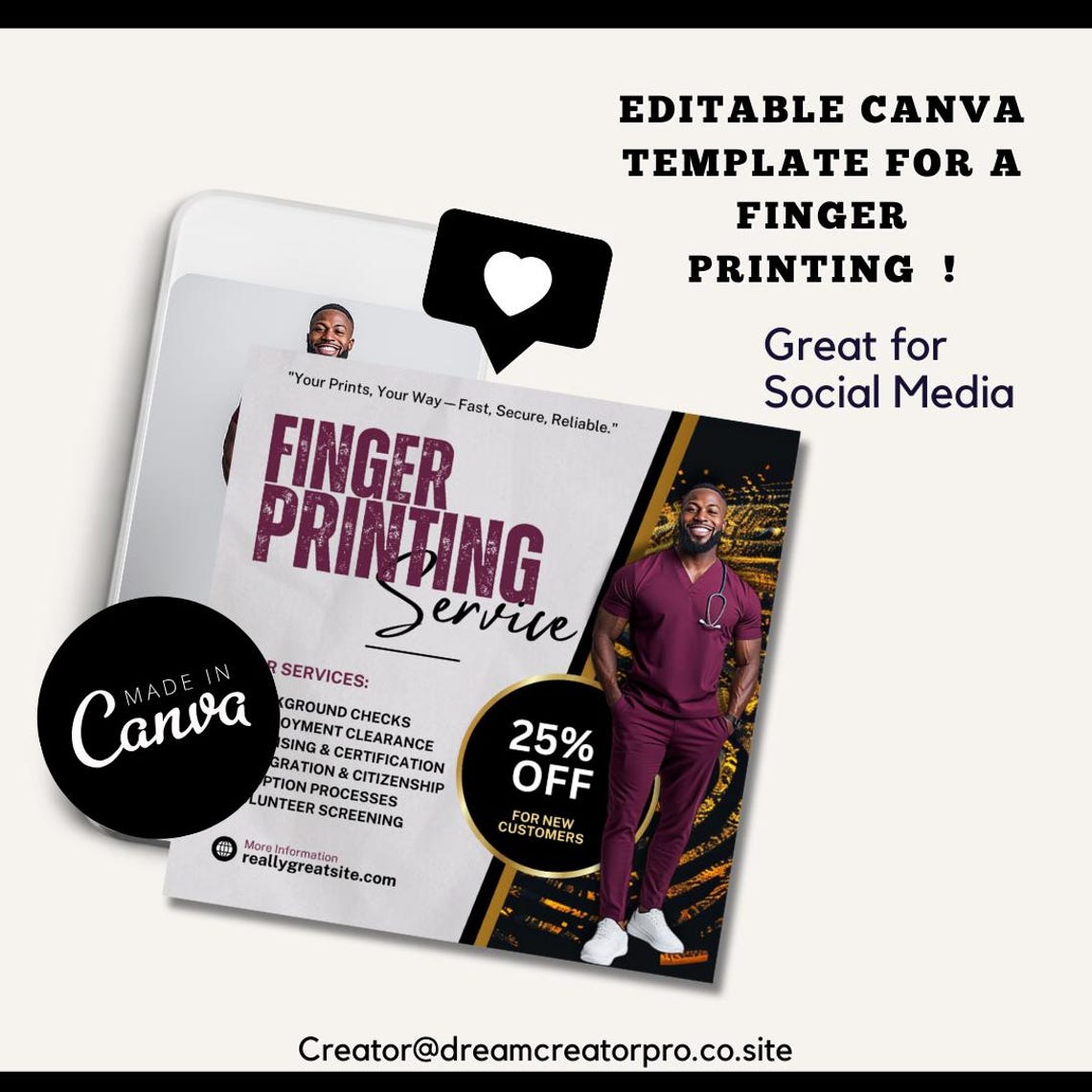 Finger Printing Canva Flyer Template / DIY Medical Lab Service/ Finger ...