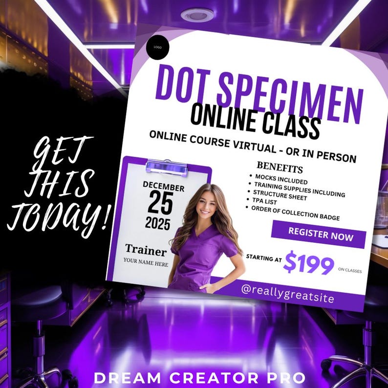 DOT Specimen Collection Class Template Bundle | Canva Editable DOT ...