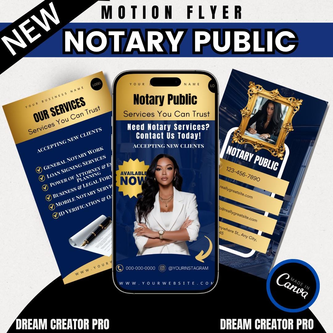 Notary Service Flyer Template | Editable Canva Design | Professional ...