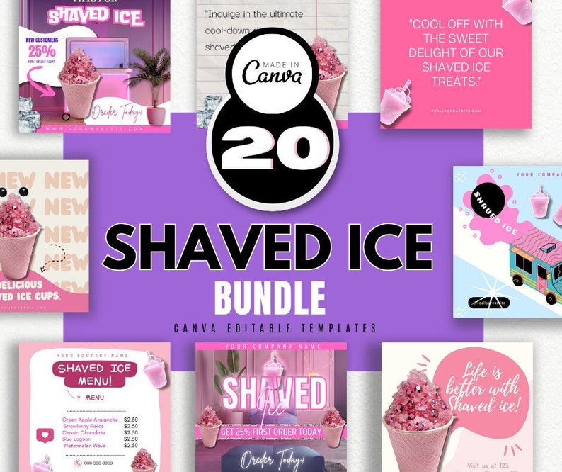 Shaved Ice Menu Template / Snow Cone Menu Template / Food Menu / Canva ...