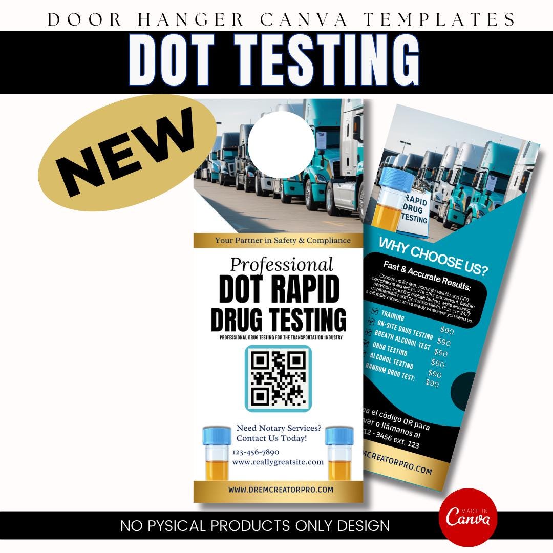 DOT Drug Testing Door Hanger Canva Template | Editable Marketing Design ...