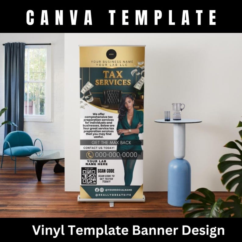 Tax Services Retractable Banner Template | Tax Prep & Refund Advance ...