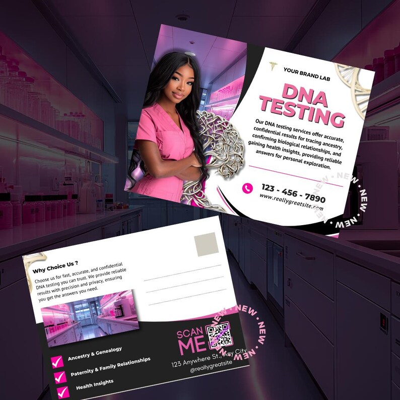 DNA Testing Postcard Service Flyer / DIY Mobile Lab Flyer/ Printable ...
