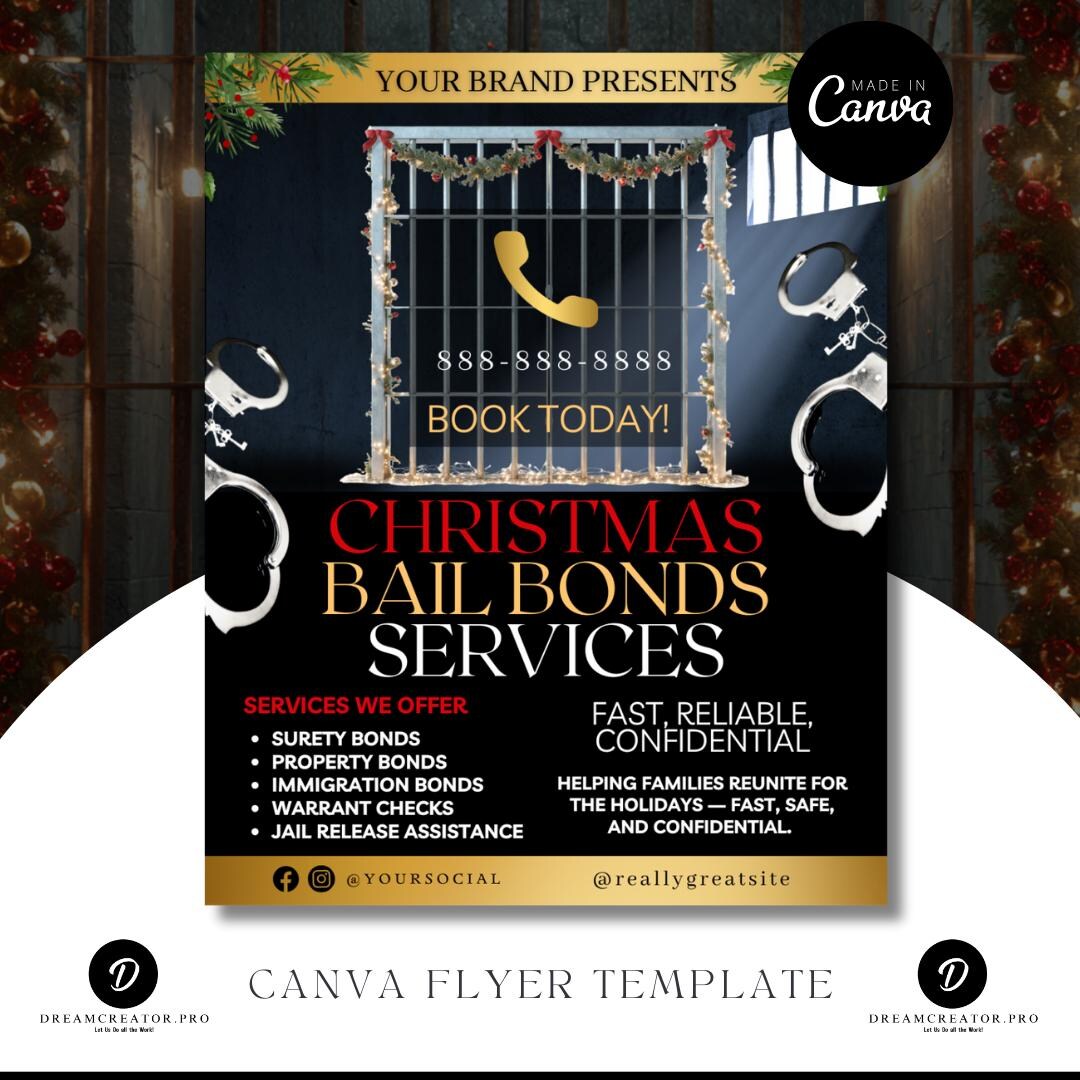 Christmas Bail Bonds Service Flyer / Background Check Video ...