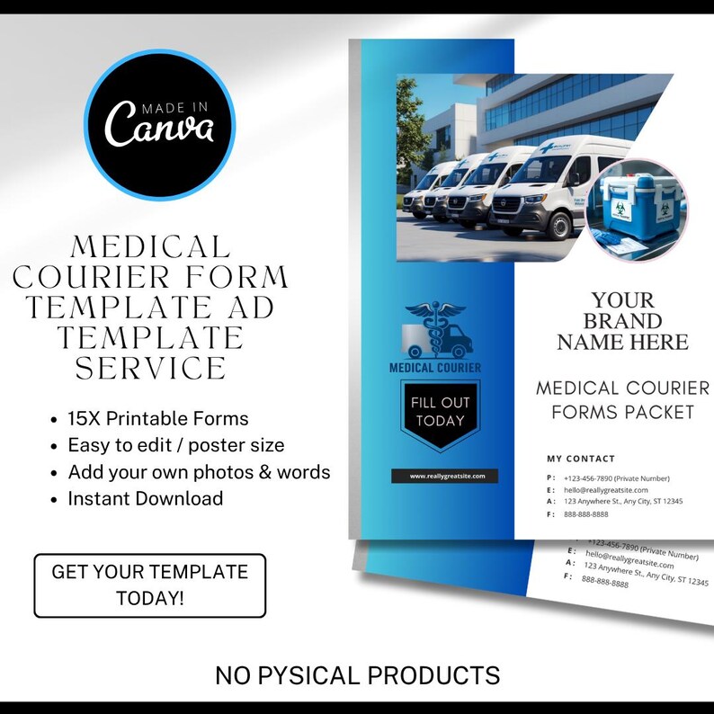 Medical Courier Forms Template | Printable Courier Business Forms ...