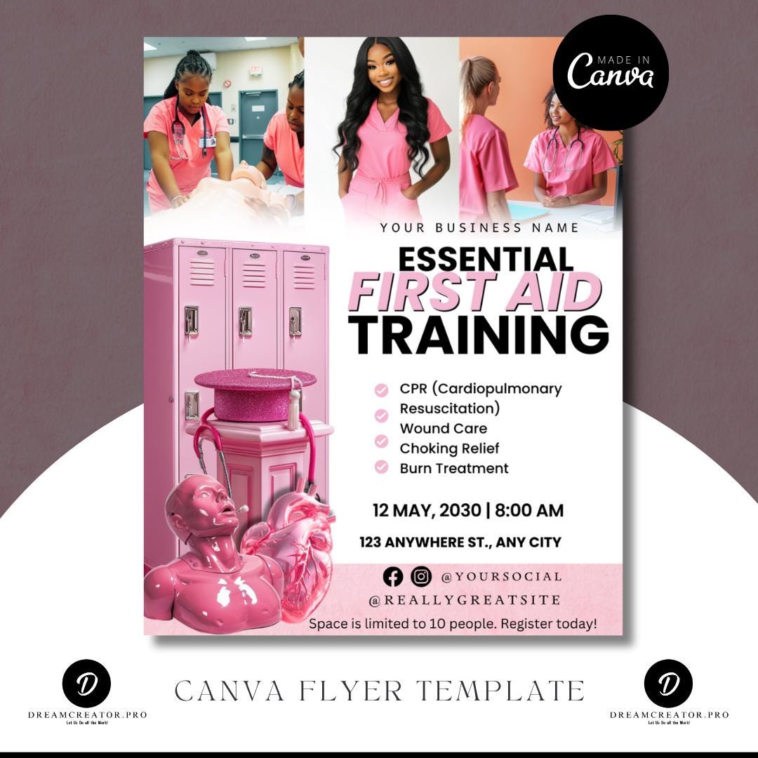 CPR Training Class Flyer Template | Editable Canva Design | Medical ...