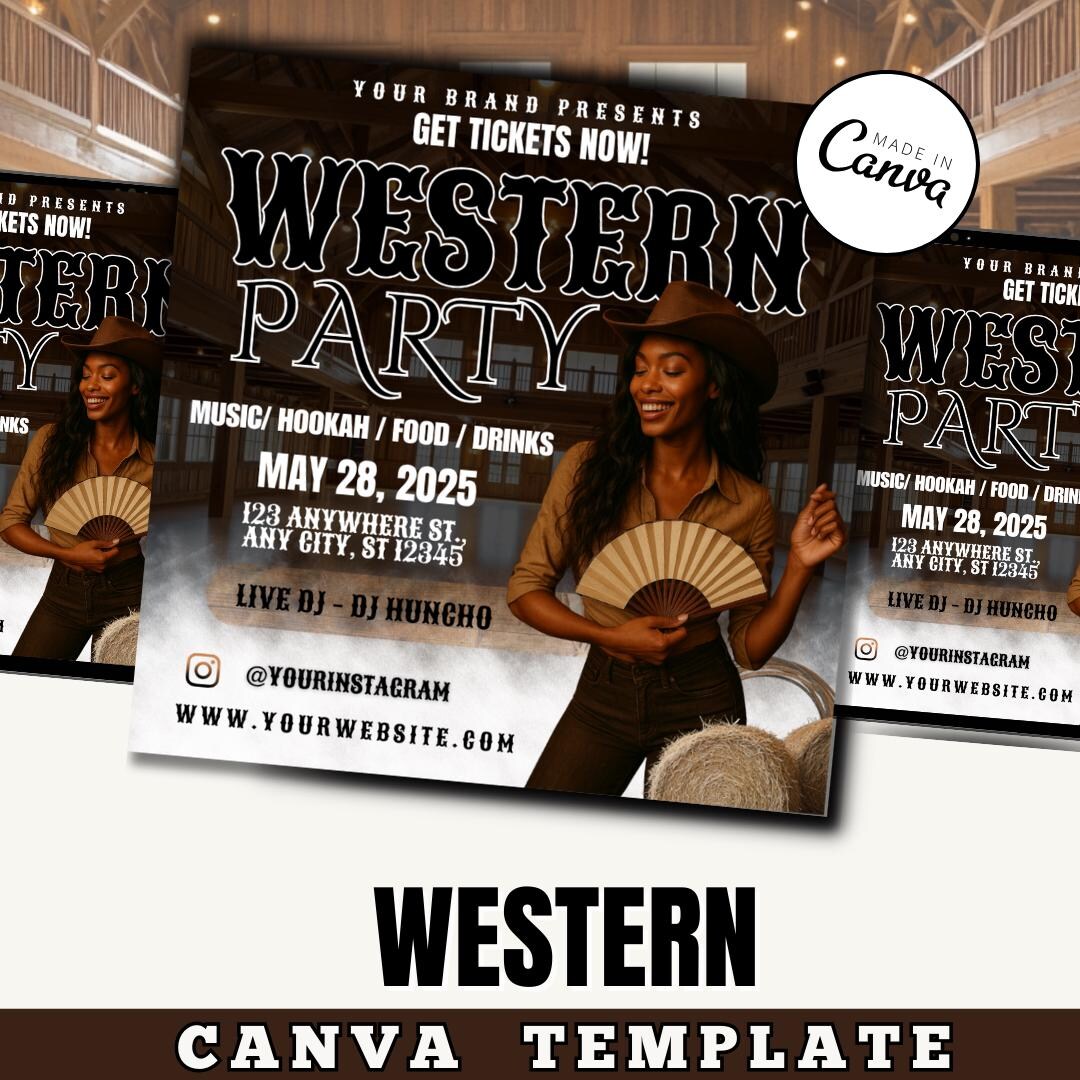 Western Night Party Flyer Template, Party Flyer, Club Flyer, Canva ...