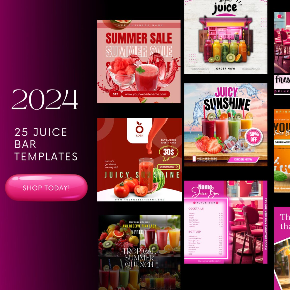 Juice Bar / Juice Bar Templates / Juice Bar Menus / Bar Menu / Canva ...
