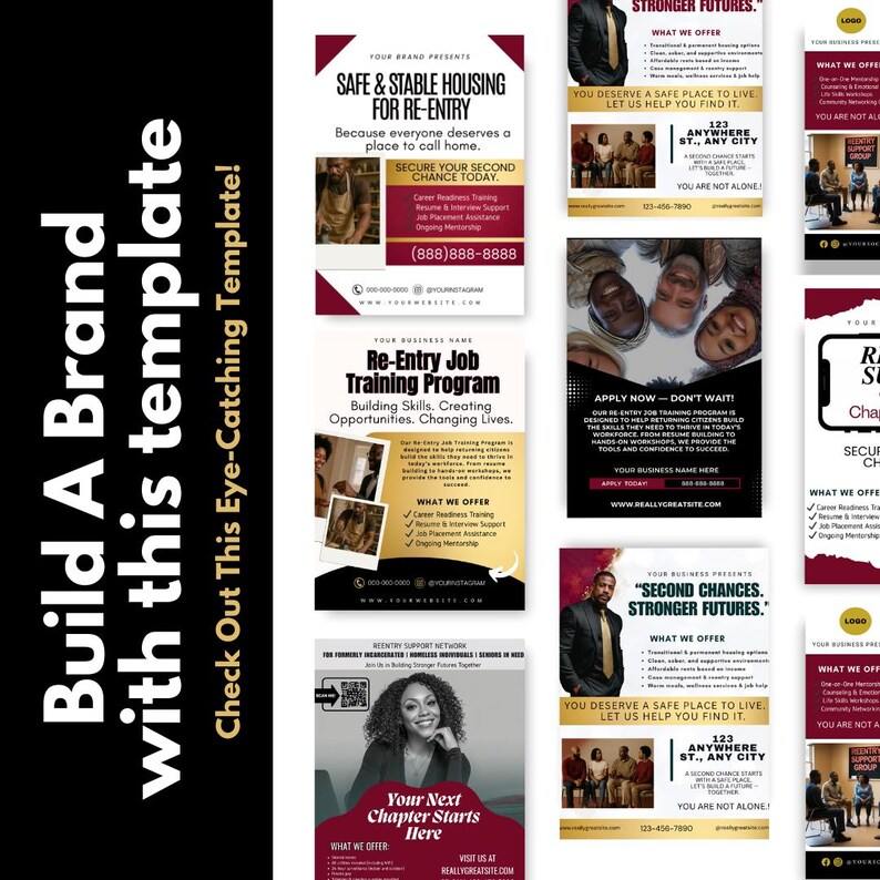 Re-entry Housing Support Canva Template Bundle | Flyers, Forms, Rack ...