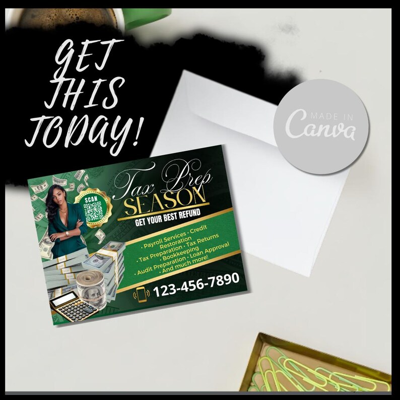Tax Postcard Bundle | 12 Canva Templates | Printable Tax Service ...