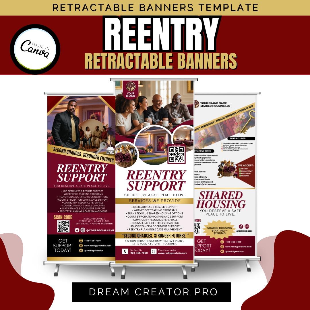 Reentry Shared Housing Retractable Banner | Transitional Living Roll up ...