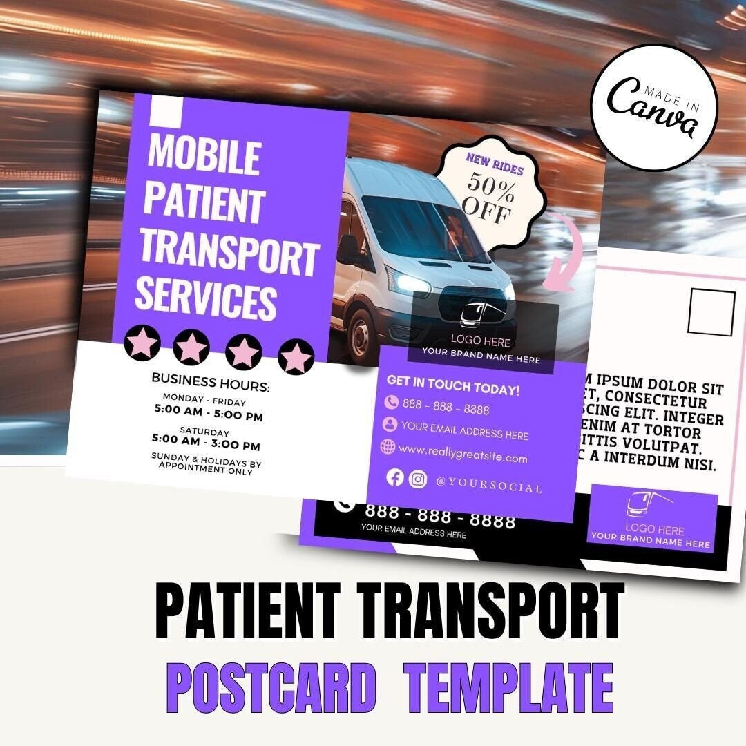 Patient Transport Postcard Service Flyer / DIY Mobile Patient Transport ...