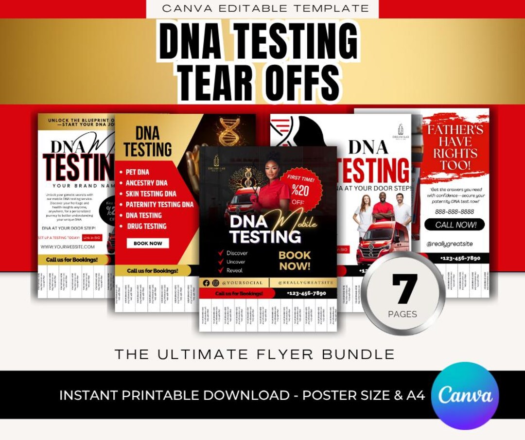 DNA Testing Tear-off Flyer Template | Editable Canva Template | DNA Lab ...