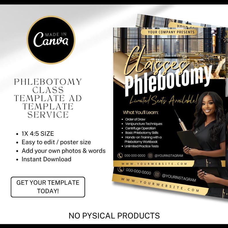 Phlebotomy Service Class Flyer Template / DIY Medical Service Flyer ...