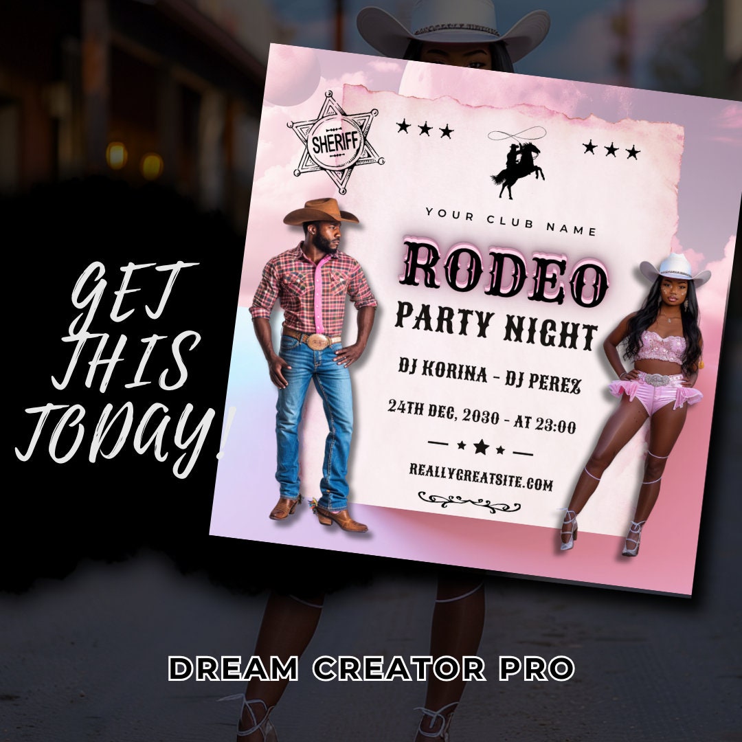 Rodeo Western Night Party Flyer Template, Party Flyer, Club Flyer ...