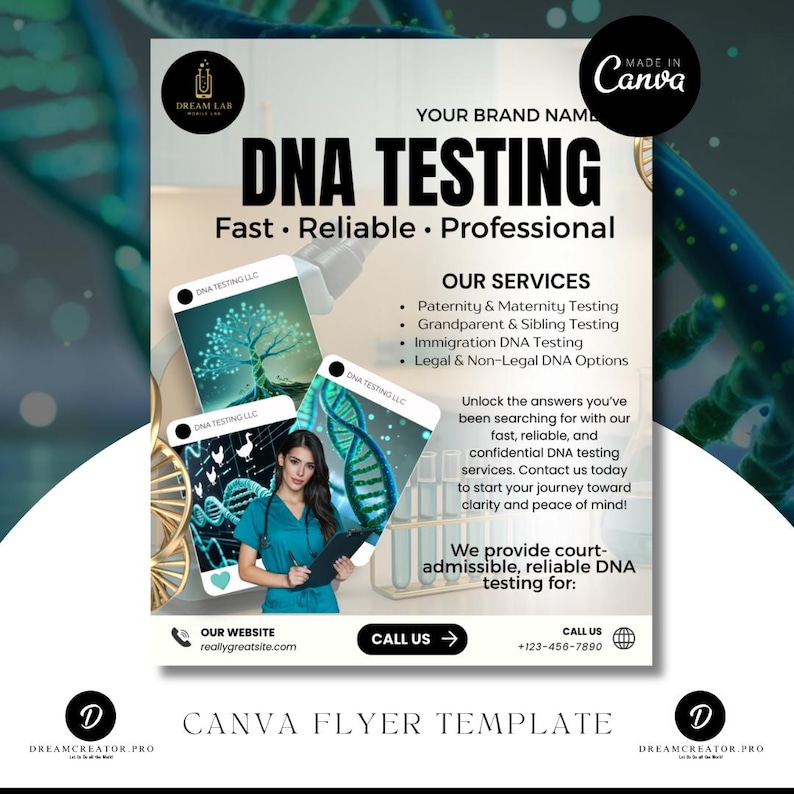 DNA Testing Instagram Post Template | Canva Editable DNA Lab Services ...