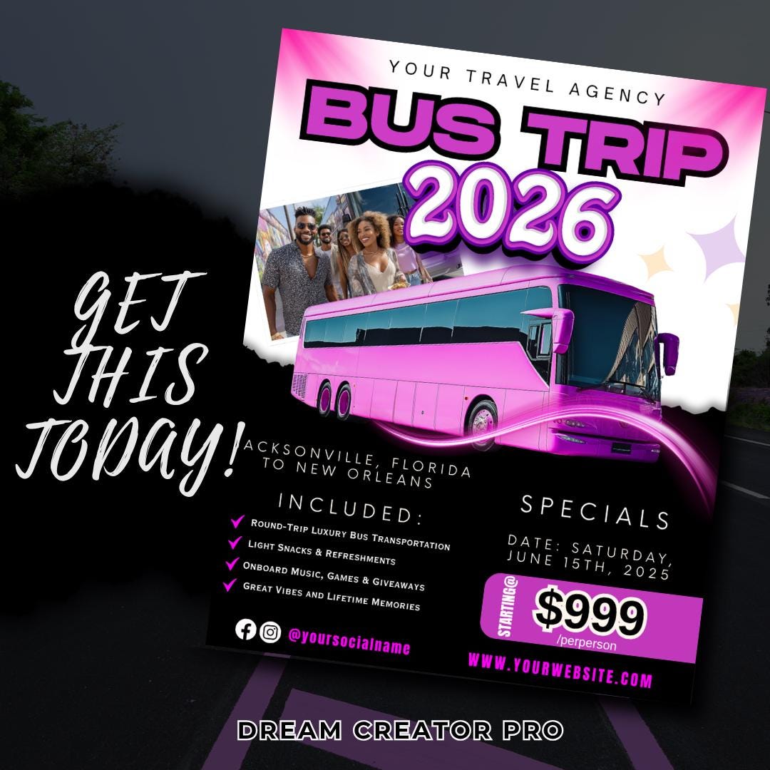 Bus Trip Flyer Template | Travel Event Canva Template | Editable 4x5 ...