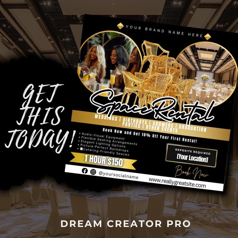 Event Space Rentals Flyer Template / Event Hosting / Digital Flyer ...