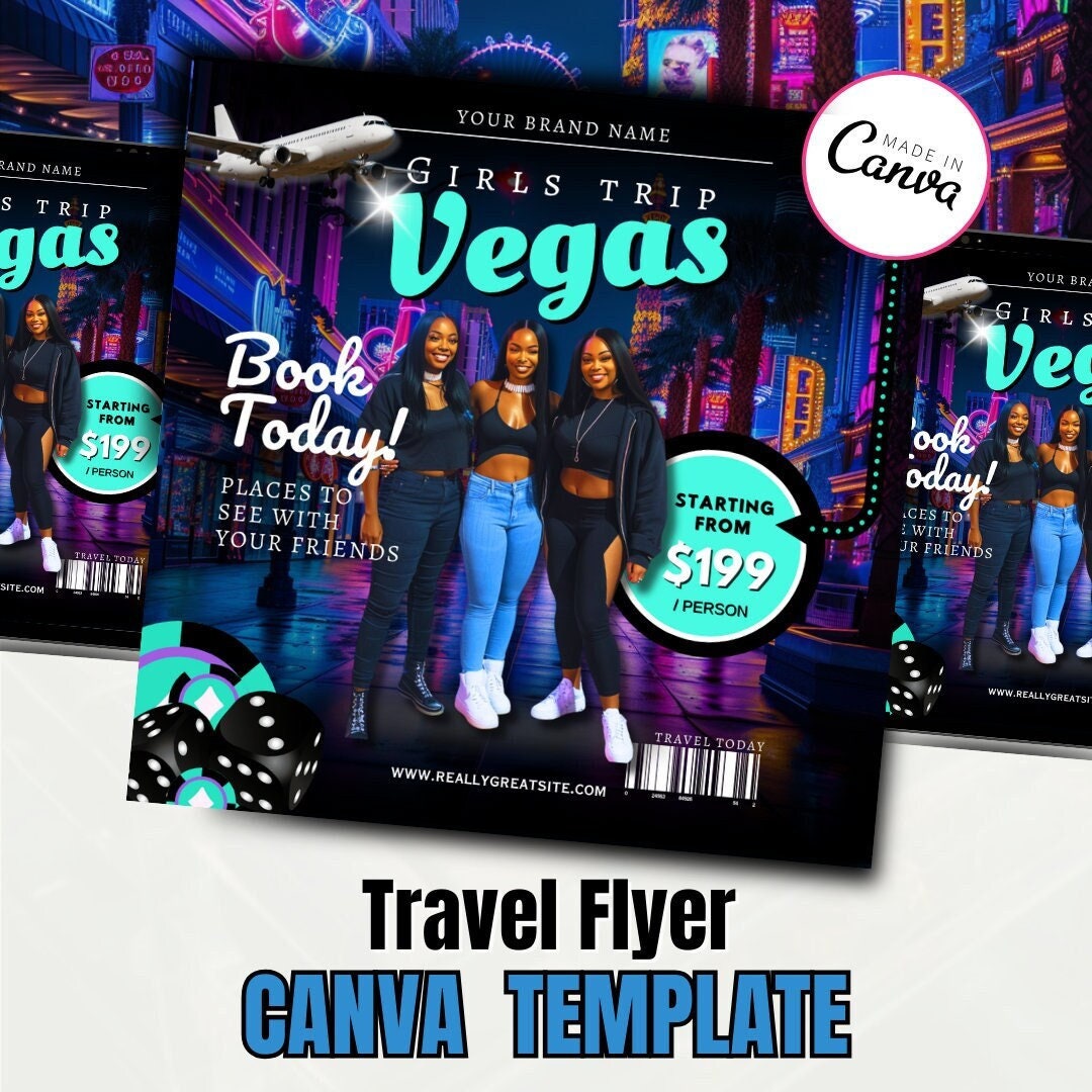Girls Trip Vegas Canva-editable Travel Agent Flyers DIY Travel Agent ...