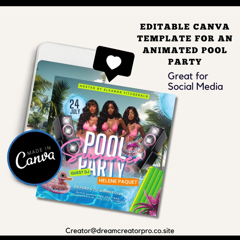 Animated Motion DIY CLUB Party Flyer, Pool Party Flyer, Party Flyer ...