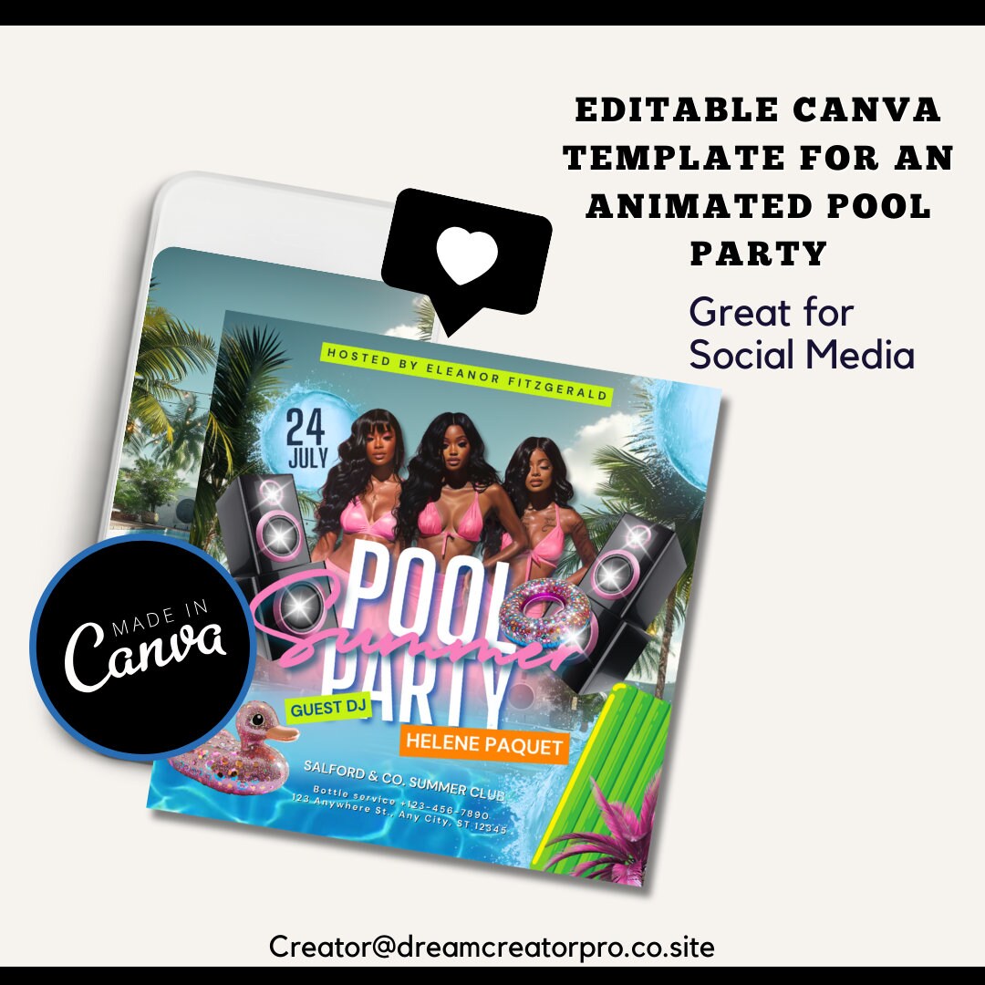 Animated Motion DIY CLUB Party Flyer, Pool Party Flyer, Party Flyer ...
