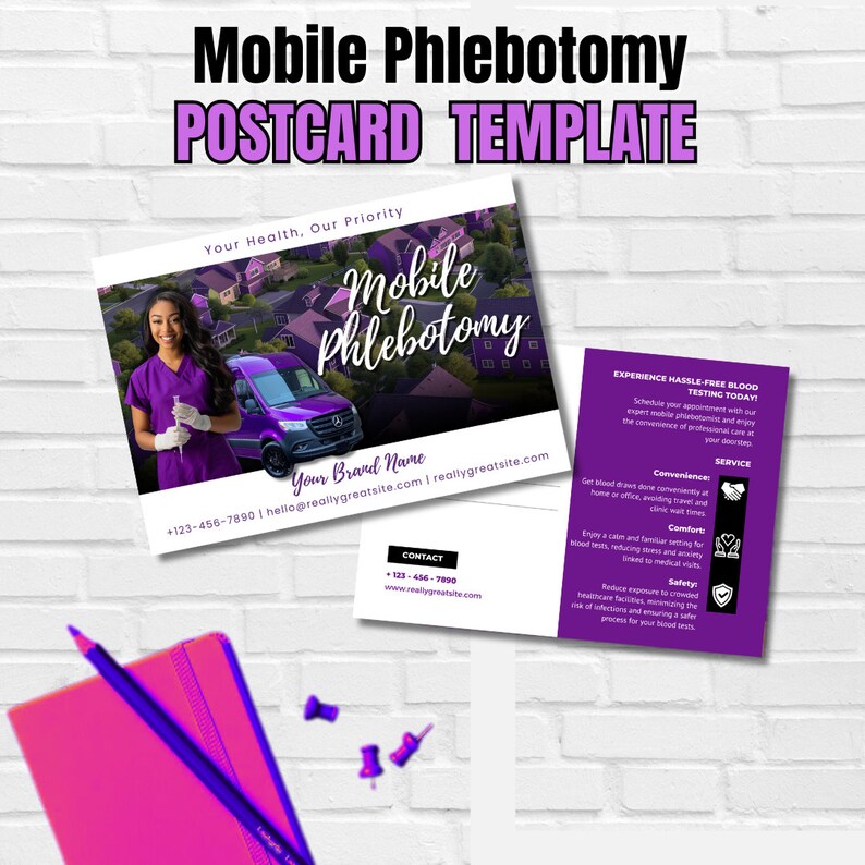 Mobile Phlebotomy Service Postcard Template / DIY Medical Service Flyer ...